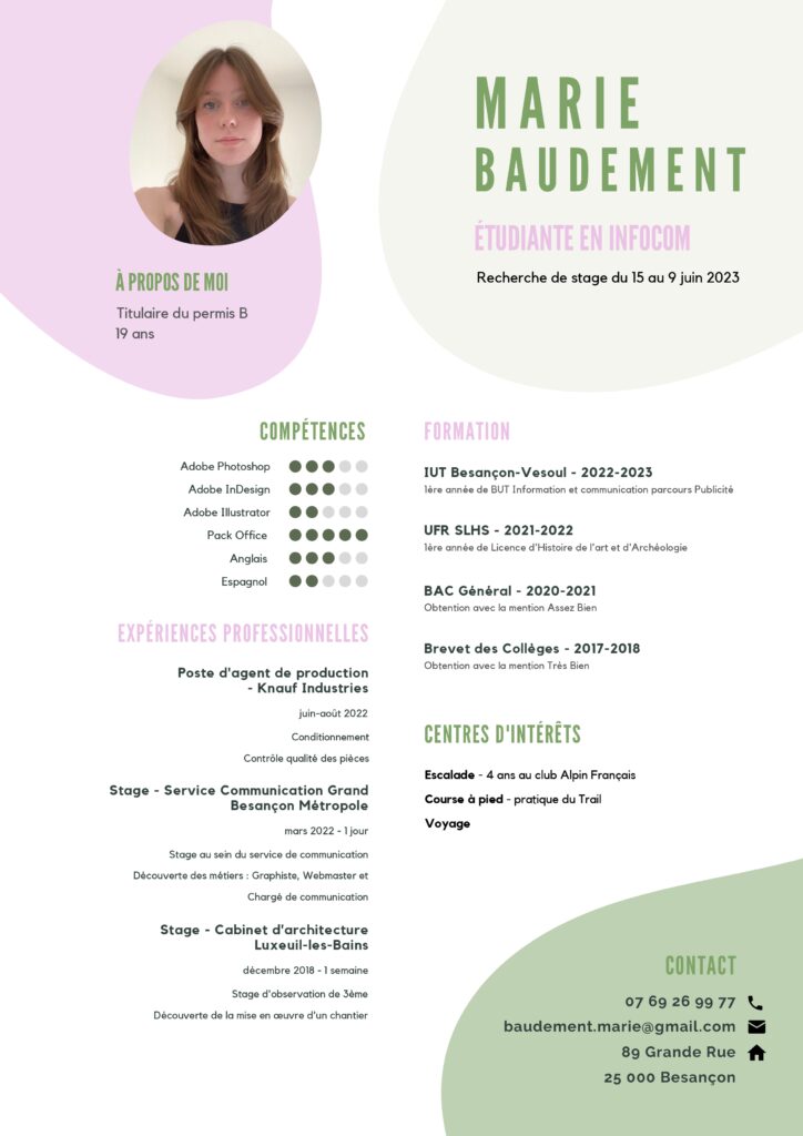 Mon CV - Marie Baudement